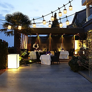 52.5ft Outdoor String Lights LUISTUL, Patio String Light with 16 Warm White shatterproof led Bulbs dimmable Controller for Garden Backyard Christmas Porch Hanging Decor