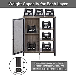 BON AUGURE Farmhouse Coffee Bar Cabinet with Storage, Industrial Liquor Cabinet with Adjustable Shelves, Rustic Small Buffet and Sideboard for Home (French Gray)