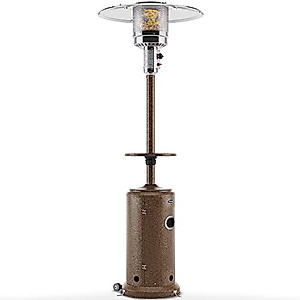 hOmeLabs Gas Patio Heater - 87 Inches Tall Premium Standing Outdoor Heater with Drink Shelf Tabletop - Auto Shut Off Portable Power Heater with Simple Ignition System, Wheels and Base Reservoir