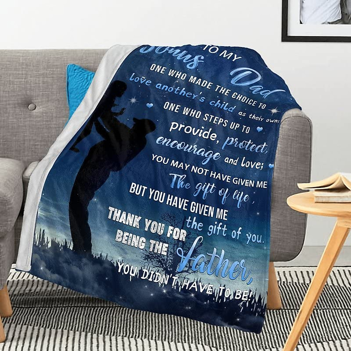 Nahjiiem Bonus Dad Blanket Stepped Up Dad Blanket Stepdad Throws Bonus Dad Gifts Valentine's Day Birthday Gifts 50"×60"