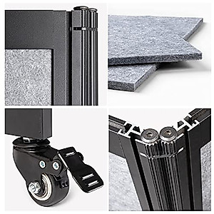 Artigwall Aluminum Alloy Room Divider 180 Portable Wall Partition | Freestanding Office Divider | Folding Privacy Screen | Locking Wheels | Temporary Room Separator | 5 Panels (5, Light Grey)