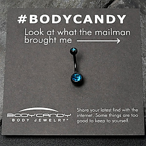 Body Candy 14G Belly Button Ring Surgical Stainless Steel Round Navel Barbell Stud Body Piercing (1PC-Black)