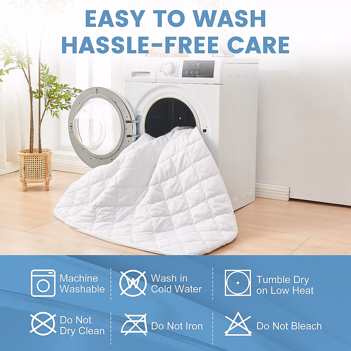 QUIETSEA Queen Mattress Pad Waterproof Queen Mattress Protector Breathable Soft, Noiseless Quilted Fitted Mattress Cover Fits up to 21" Deep, 60"x80"