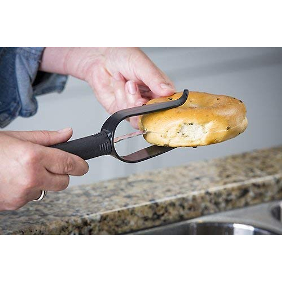Tablecraft FirmGrip Bagel Knife - safely slice bagels, baguettes, English muffins and buns