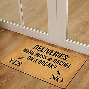 Funny Doormat were Ross and Rachel On A Break Non-Slip Outdoor/Indoor Rubber Door Mats for Front Door/Garden/Kitchen/Bedroom 23.6" x 15.7"