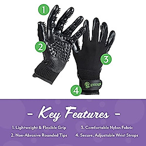 Handson Pet Grooming Gloves - Patented #1 Ranked, Award Winning Shedding, Bathing, & Hair Remover Gloves - Gentle Brush for Cats, Dogs, and Horses (Mono-Green, Medium) 1 Pair