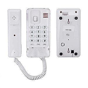 Landline Telephone Home Phone Wall Mount Telephone Cord Telephone, with FlashCall Mute Function, for Home Hotel Family Office (White)