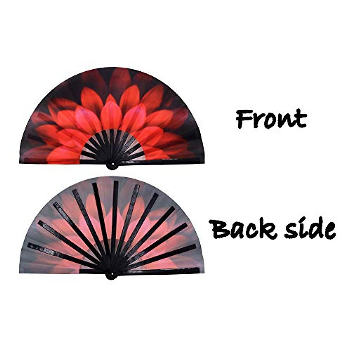 Meifan Rave Clack Large Folding Hand Fans for WomenMen, Chinese Japanese Bamboo Fans Handheld Fans for Festival, Dance, Gift, Performance, Decorations (Lotus flower)