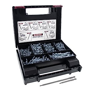 Milescraft 5200 Pocket Screw Kit- 700 Pieces T20 Pocket Hole Zinc Coated Screw Kit with 6 sizes of screws, 3in and 6in T20 Torx Drivers Included- All Screws needed for Pocket Hole