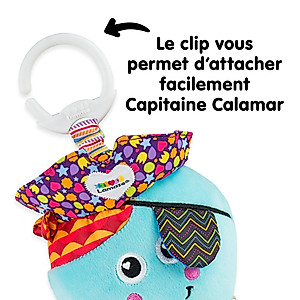 Lamaze Clip On Car Seat and Stroller Toy - Captain Calamari - Crinkle Car Seat Toys and Stroller Toys - Sensory Toys for Babies - Travel Toys for Car - Infant Toys Ages 0 Months and Up