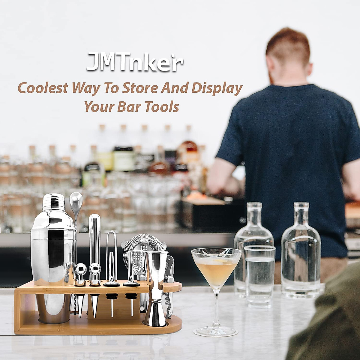 Cocktail Shaker Set with Stand Mixology Bartender Kit|Bar Tool for Drink Mixing, Cocktail Shaker Bar Accessories for Home Bar Set, Perfect for Apartment Essentials and House Warming Gifts New Home