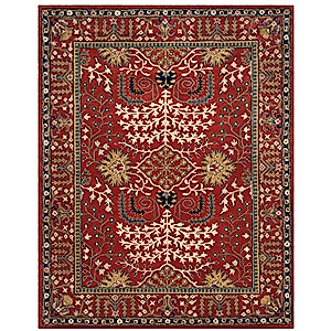 SAFAVIEH Antiquity Collection 8' x 10' Red / Multi AT64A Handmade Traditional Oriental Premium Wool Area Rug
