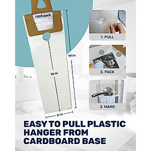 Skywin 1000 Door Hanger Bags 6 x 19 inches - Clear Door Hanger Bags Protects Flyers, Brochures, Notices, Printed Materials - Waterproof and Secure Door Knob Hanger for Outdoor Use (1000)