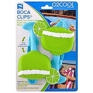 O2COOL Bocaclips - Beach Towel Clips for Beach Chairs, Patio and Pool Accessories - (Margarita) 2 Count