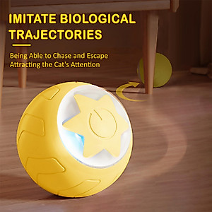 ZALBYUY Interactive Cat Ball Toy, Intelligent Cat Toys with LED Lights, Automatic Moving Rolling Ball for Indoor Cats, Cat Automatic Toy