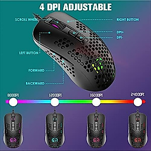 60% Gaming Keyboard and Mouse Combo,Personalized Keycap,RGB Backlit,Full NKRO,TKL Ergonomic Mechanical Keyboard+Rainbow Led Honeycomb Mice with 2400DPI Optical Sensor for PC/Mac (White-Blue Switch)