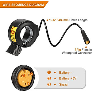 BAFANG Thumb Throttle for Motor Kit : Compatible Mid Drive Electric Bike Conversion Kit BBS01 BBS02 BBSHD BBS03 BBS02B Motor, Waterproof 3PIN Female Thumb Throttle Accelerator for eBike