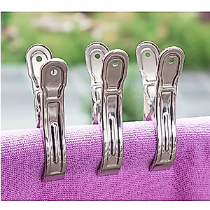 TONSNY 8 Packs Large Heavy Duty Metal Clothespins Towel Clips Clamps Stainless Steel Clips Beach Towel Clips Heavy Duty Clips Windproof Clips Metal Clips Hanger for Quilt Boat Pool Cover (3.5 ")