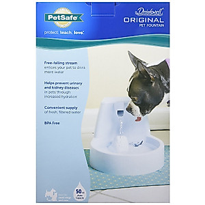 The PetSafe Drinkwell Original Automatic Cat Water Fountain or Dog Water Dispenser - 50 oz Capacity of Fresh, Filtered Water - Pet Fountain with Filter Included