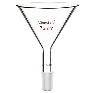 stonylab Borosilicate Glass Powder Funnel, Short Neck, 14/20 Joint Size, 75 mm Diameter