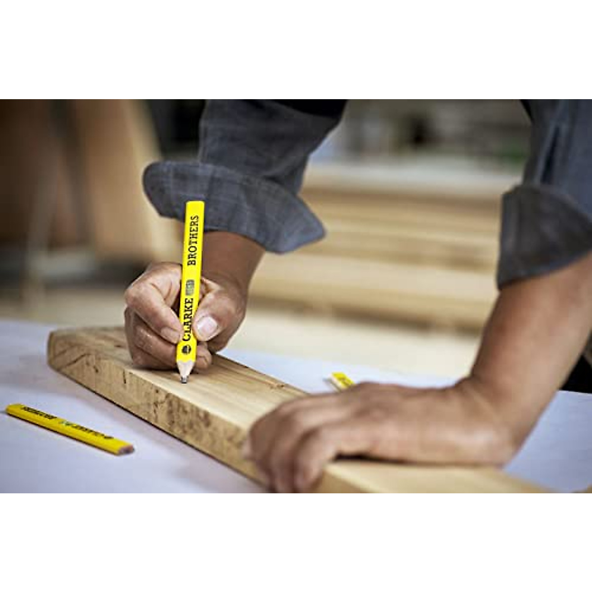 Clarke Brothers Carpenter Pencils Set of 6Pcs – Construction Pencils with Built In Spirit Level – Premium Carpenter Tools for Builders, Contractors, Enthusiasts – Durable Wood