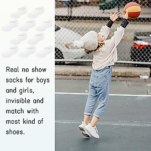 Witwot 10 Pairs No Show Socks for Kids Girls Boys Ankle Socks 5-6 Years White