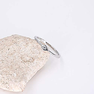 LEMON GRASS Sterling Silver Evil Eye Dainty Ring Size 8