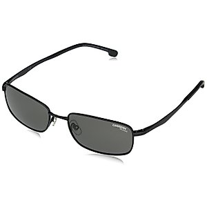Carrera Men's 8043/S Rectangular Sunglasses, Black/Polarized Gray, 56mm, 18mm