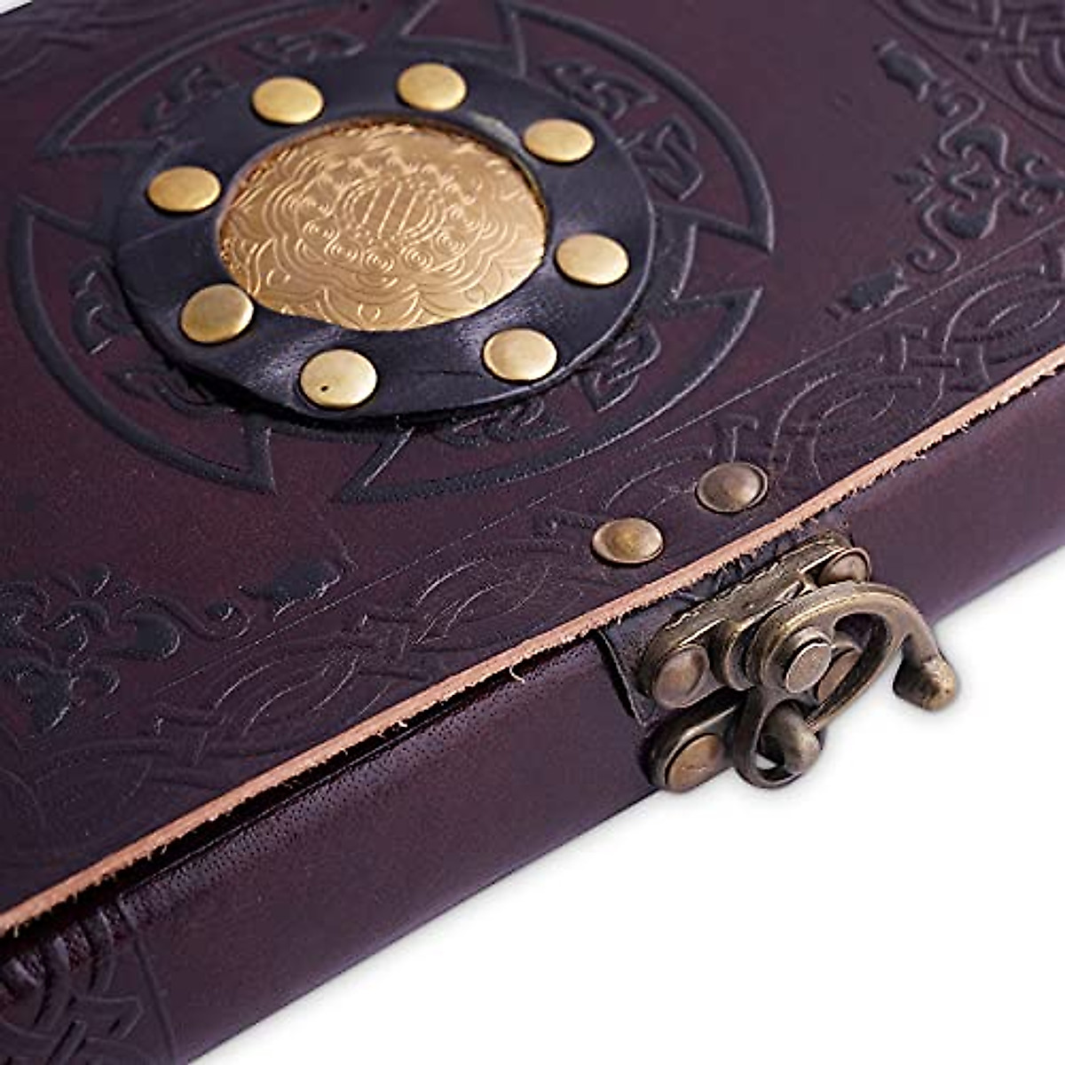A5 Book of Shadows Travel Leather Journal Notebook, Supernatural Spellbook, Writing Diary With Lock