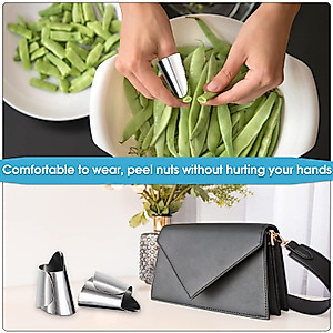 VYH Multifunctional Stainless Steel Finger Protector, Stainless Steel Cutting Protector, Multifunctional Tool For Peeling Beans, Chestnuts And Nuts, Adjustable Size Nail Protector. (10 Pieces)