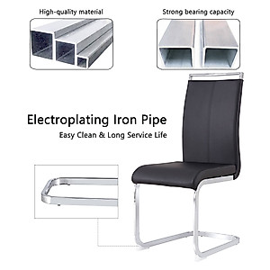 MEMUY Dining Chairs Set of 2，Morden High Back Side Dining Room Chairs, Kitchen Chairs with Faux Leather Padded Seat, Chairs for Dining Room,Kitchen, Living Room Black