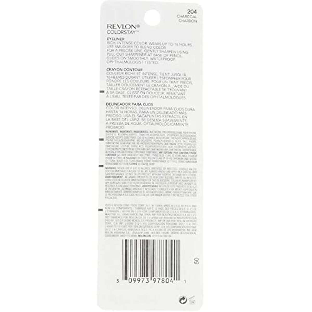 Revlon ColorStay Eyeliner Pencil, Charcoal [204], 0.01 oz (Pack of 3)