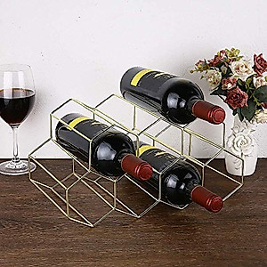 Tapbull Gold Metal Wine Rack Freestanding, Tabletop Wine Rack Holder, Countertop Wine Bottle Holder (Gold)