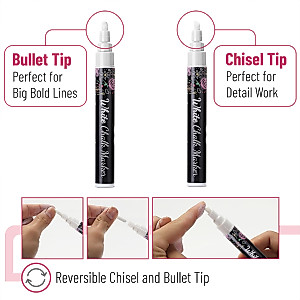 Mr. Pen- White Chalk Markers, 4 pcs, Assorted Size, Chalk Marker, Chalk Pen, Liquid Chalk Marker, Chalk Markers White, White Chalk Pen, Chalkboard Marker, White Chalkboard Marker, Chalkboard Pen