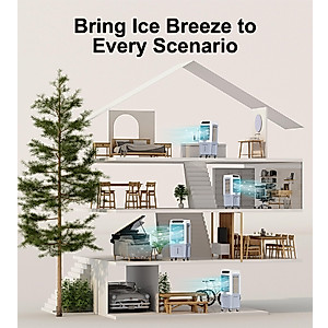 MEPTY Evaporative Air Cooler, 3288CFM Swamp Cooler, Portable Air Cooler Fan with Remote Control, 3 Speeds, 120°Oscillation, 12H Timer for Indoor & Outdoor Patio Garage Use,10.6 Gallon,42inch