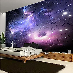 Modern HD Wallpaper, Universe Stars Galaxy Space Render Pattern Wallpaper, Wrinkle Free Wear Resistant Wall Decals for Shelves Workshops Cabinets Wall Covering Decor Murals-78.7" W x 55.1" H