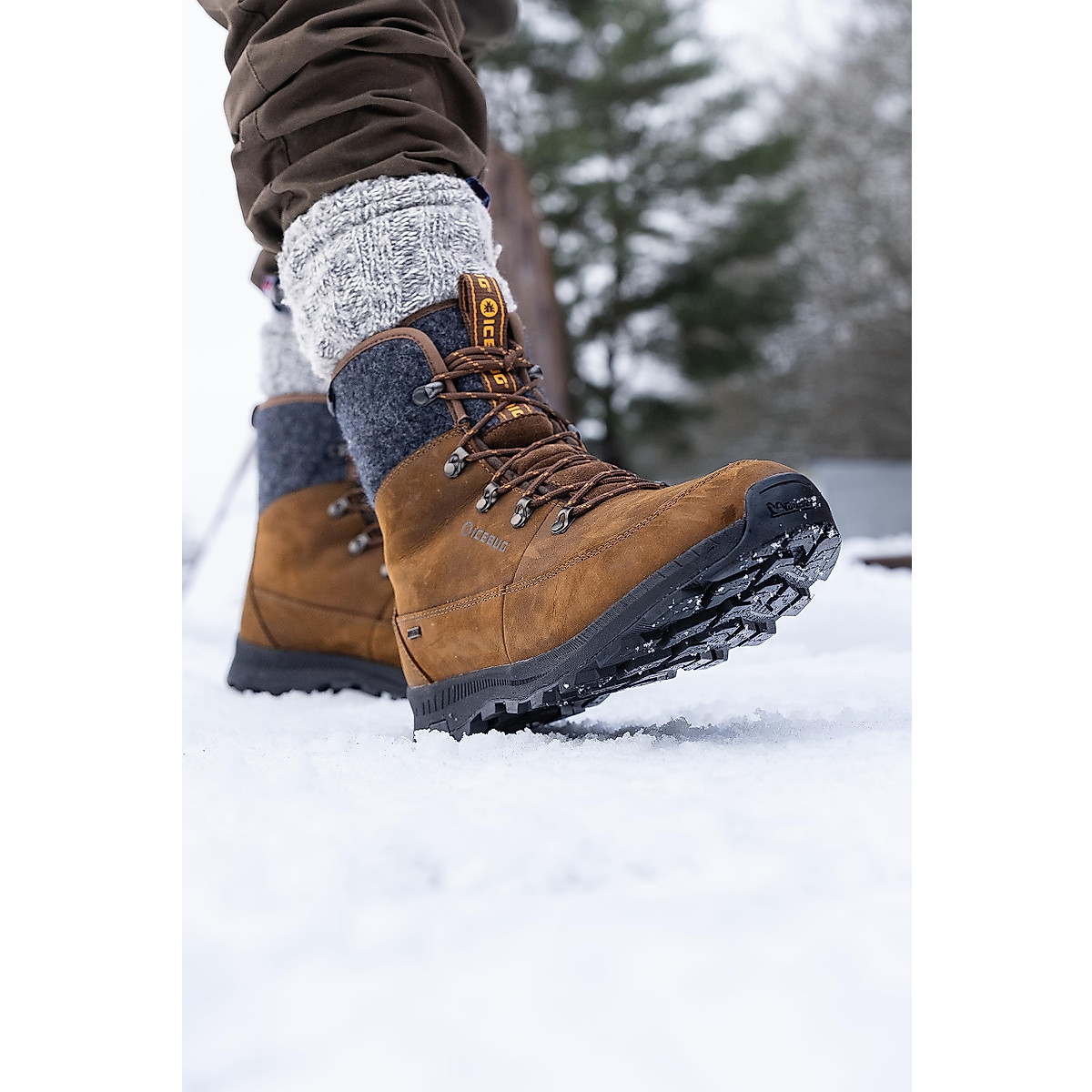 Icebug Mens Adak Michelin Wic Woolpower Winter Walking Boot with Traction Sole, Coffee/Grey, 11.5