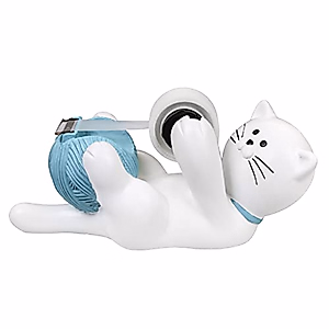 Chapman & Grand Kitty Cat Tape Dispenser (White/Turquoise), Patent Pending