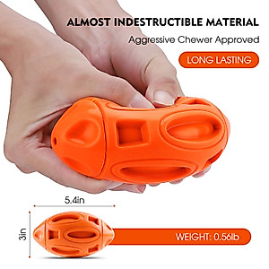 Apasiri Dog Squeaky Toys for Aggressive Chewers Almost Indestructible, Dog Squeaking Interactive Toys Tough Dog Chew Toys Ball for Medium and Large Breed, Natural Rubber Pet Toys Orange