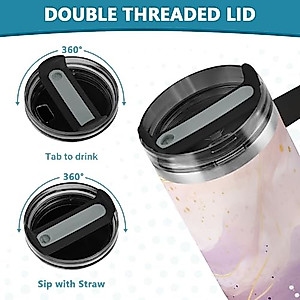 SEHANY Purple Marble 30 Oz Tumbler with Lid and Straw, Double Vacuum Stainless Steel Insulated Sports Water Bottle Cup Holder Friendly Leak-Proof Travel Coffee Cup for Iced Drink