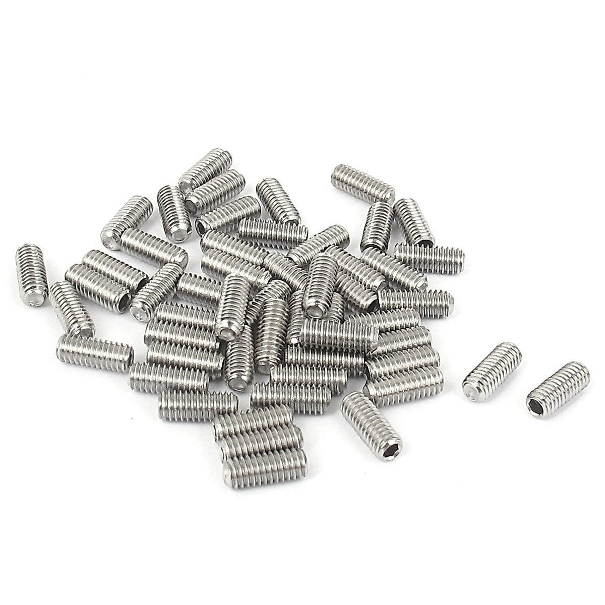 uxcell M4x10mm Metric 304 Stainless Steel Hex Socket Set Cup Point Grub Screws Silver Tone for Towel Rack Door Knob 50pcs