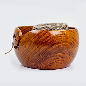 Nagina International Premium Rosewood Crafted Wooden Portable Yarn Bowl | Knitting Bowls | Crochet Holder (7 x 7 x 4 Inches)