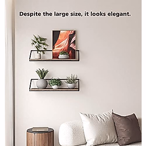 ARTLUO Shelves for Wall Decor Set of 2，24 Inch Floating Wall Shelves，Floating Book Shelves for Wall，Natural Wood Floating Shelves，Wall Mounted Bookshelf，Wall Shelves for Bedroom，Living Room，Bathroom