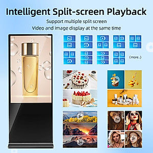 QIXZOCV 54 Inch Indoor Floor Standing Digital Signage Advertising Display Kiosk LCD Screen Commercial Totem Android System Vertical Poster with Auto Media Player