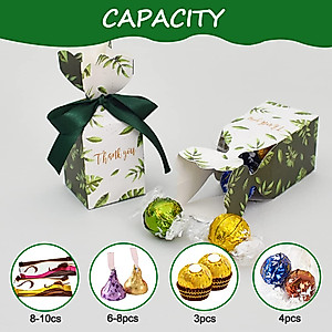 BEISHIDA Christmas Candy Boxes Party Favor Boxes Baby Shower Favors Small Wedding Favor Boxes Cookie Box with Ribbon for Birthday Party (Green,2 X 2.5 X 4.7 inch, 30 pcs）