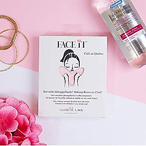 Pink Cloth in a Box - Ultra Soft, Microfiber, Exfoliating, Heart Shaped Facecloth/Washcloth with Hand Pockets to Remove Makeup, Clean Pores and Wipe your Face Clean