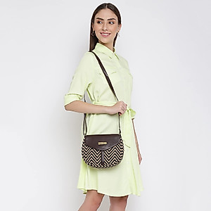 KLEIO Women's Pu Leather Jacquard Crossbody Side Sling Handbag Black