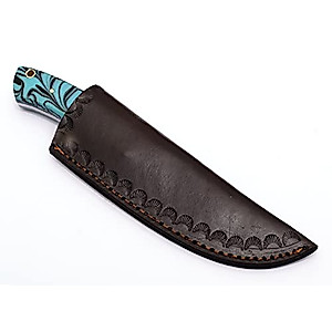 Custom Handmade High Carbon Steel Hunting Skinning Knife Outdoor Camping Hiking Bushcraft Resin American Flag Handle Hand forged Full Tang Knife With Leather Sheath