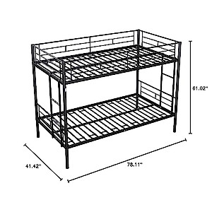 Merax Metal Twin Over Twin Bunk Bed with 2 Side Ladders,Made of Heavy Duty Steel, for Kids Teens Adults(Black)