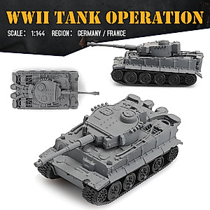 ViiKONDO 8 PCS 1/144 WWII Tank Model German Tiger Hunting Heavy Tank Panther Main Battle Tank AMX-30 Soviet T-34 Medium DIY Assembly Collection